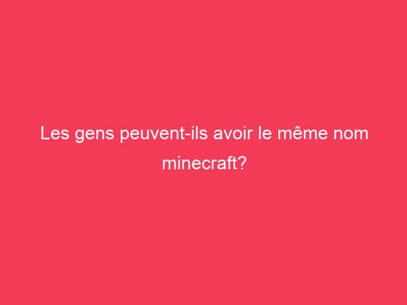 Les gens peuvent-ils avoir le même nom minecraft? - GAG01